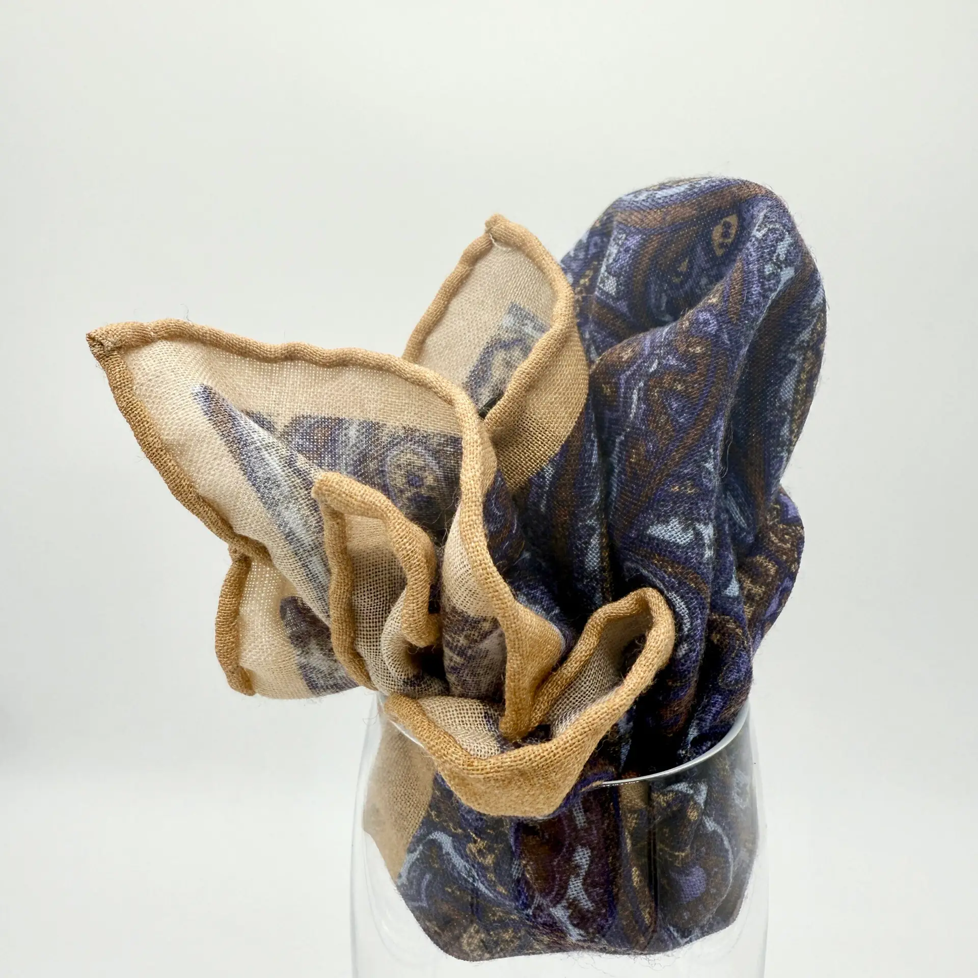 100% Hand Rolled Wool Pocket Square - Ready To Wear - Paisley - Brown ...