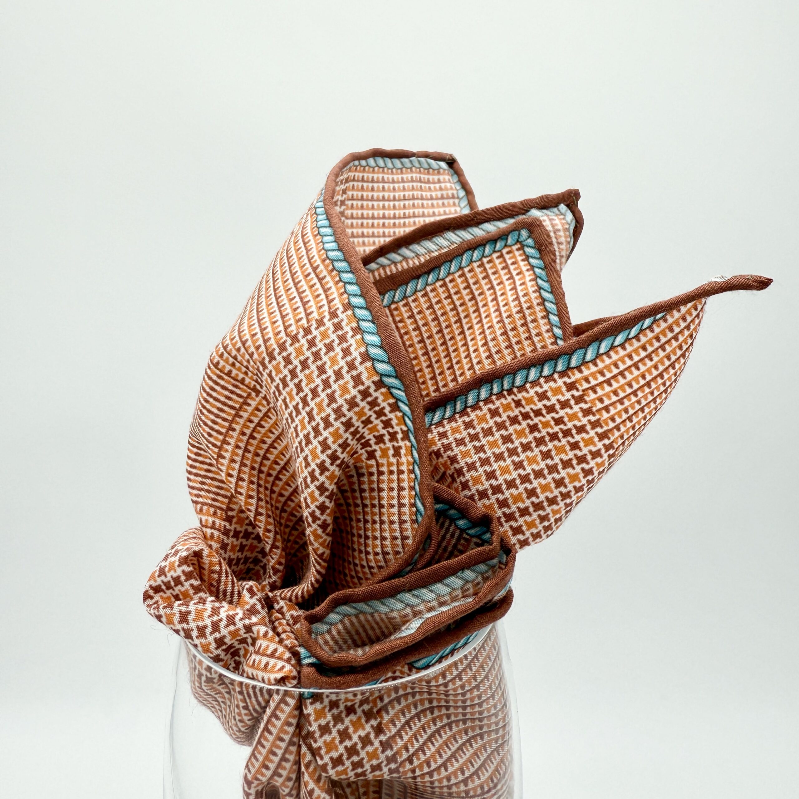 100% Hand Rolled Silk Pocket Square - Ready To Wear - Geo - Orange ...