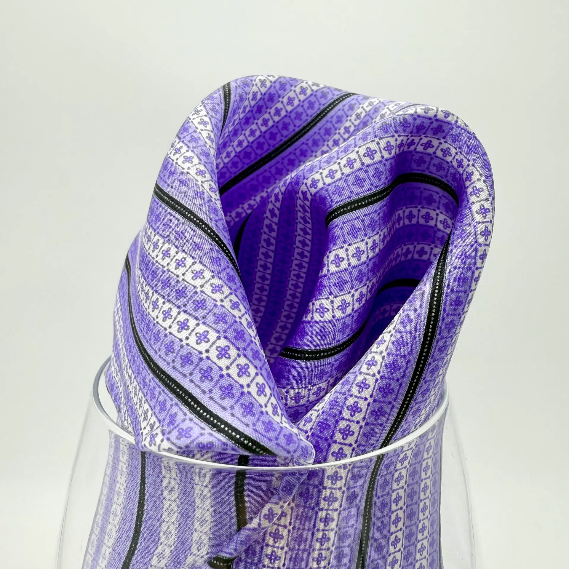 100% Hand Rolled Silk Pocket Round - Ready To Wear - Stripe - Violet ...
