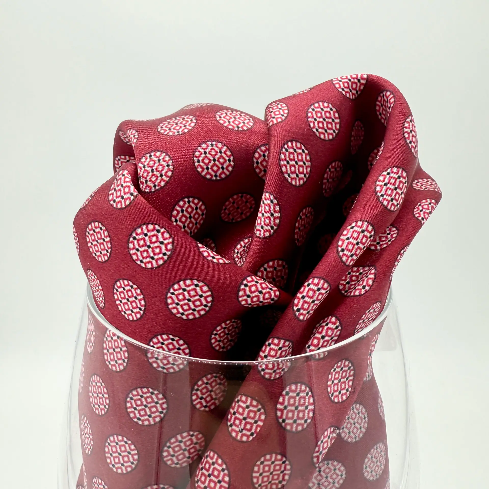 100% Hand Rolled Silk Pocket Square - Ready To Wear - Geo - Red - Hand ...